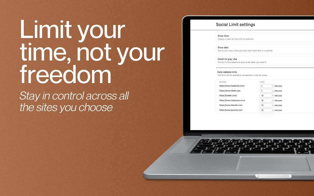 Social Limit - Take Back Your Time | Chrome Extension